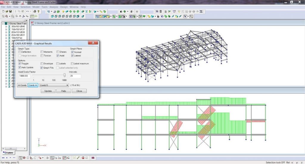 3D frame analysis with links to steel and concrete design - CADS UK