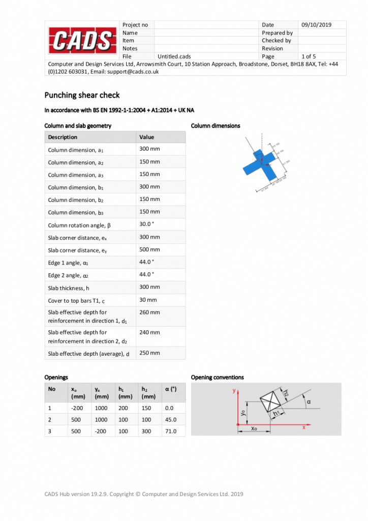 Punching Shear Designer, reinforced concrete slabs - CADS UK