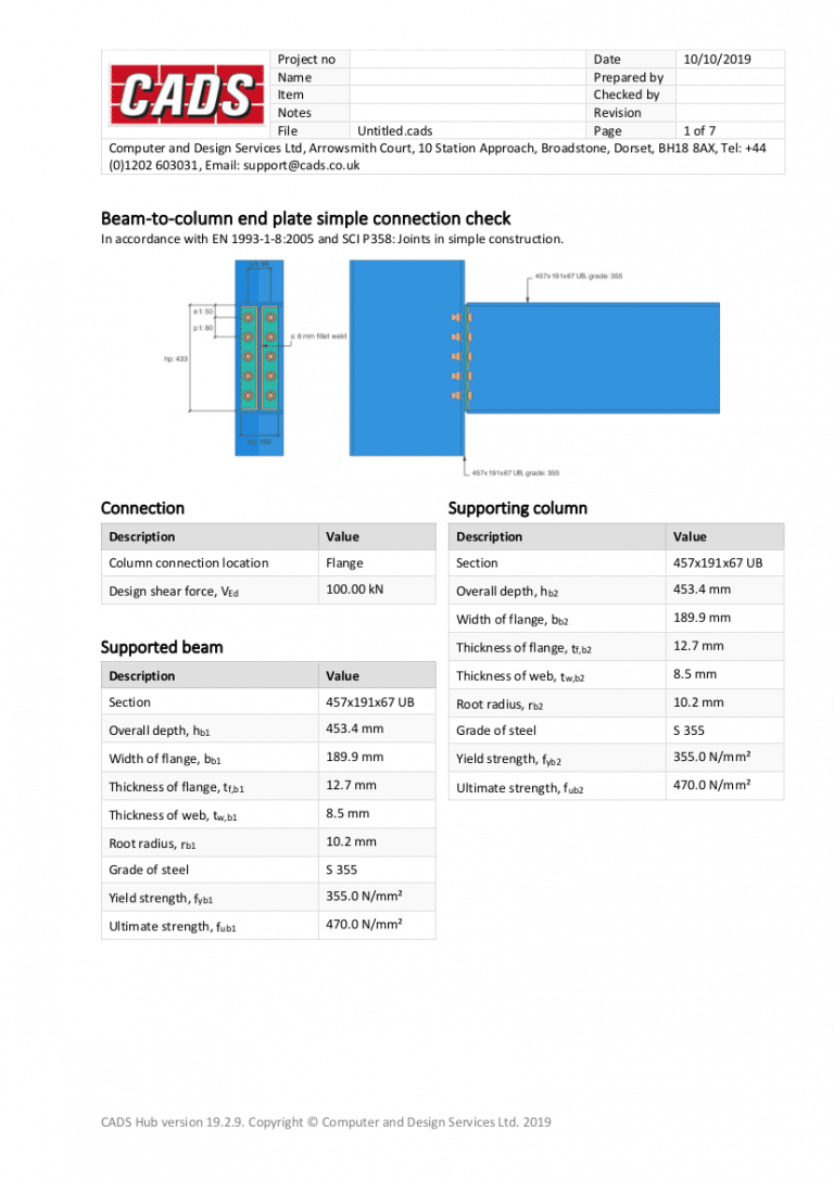 Steel Simple Connection Designer - CADS UK